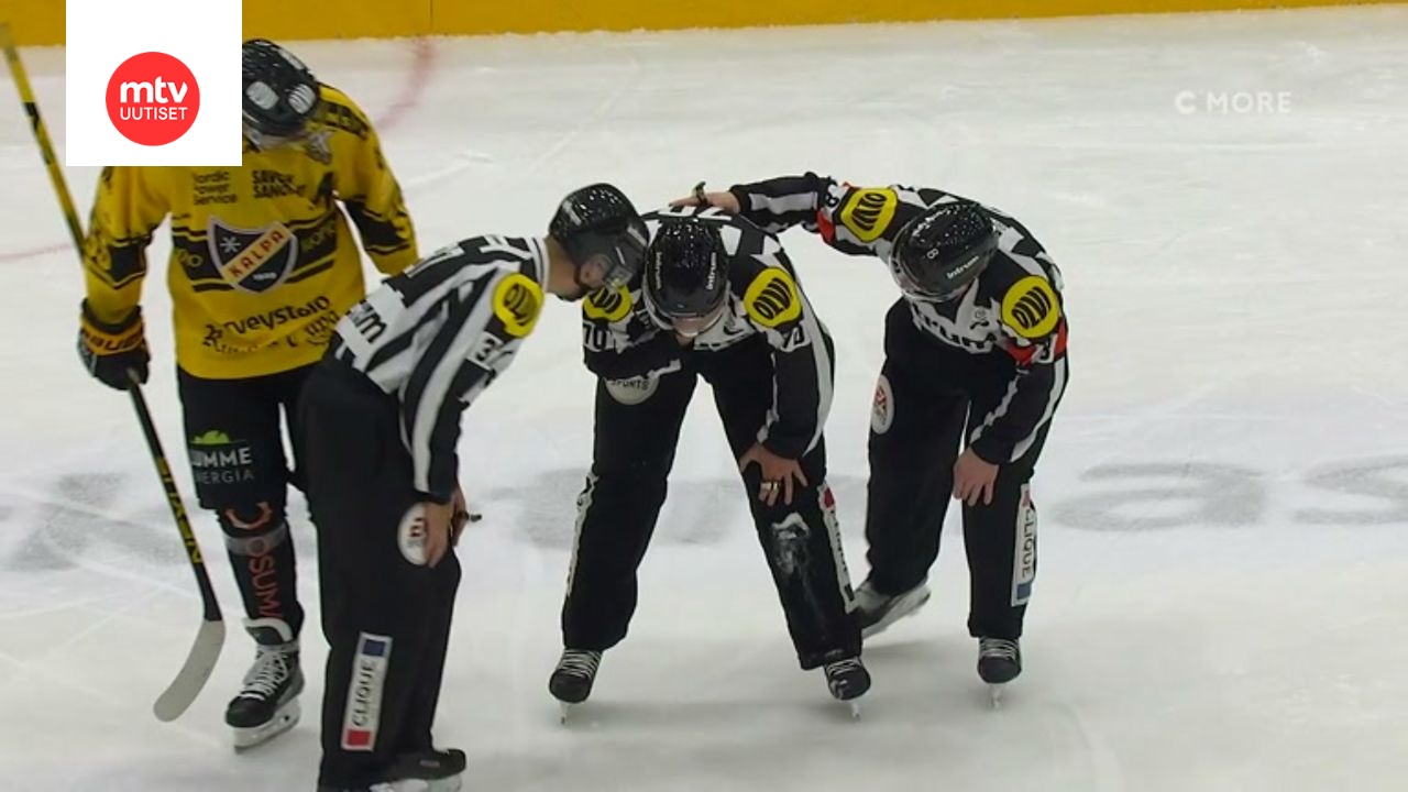 Linjatuomari Oskari Saarimäki sai ikävän osuman kiekosta - MTVuutiset.fi