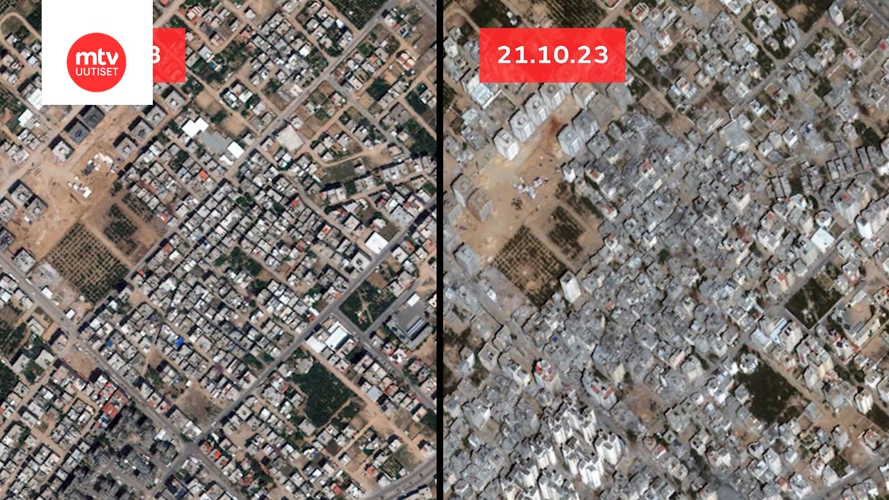 Dramaattiset satelliittikuvat: Näin Pohjois-Gaza muuttui päivissä ...