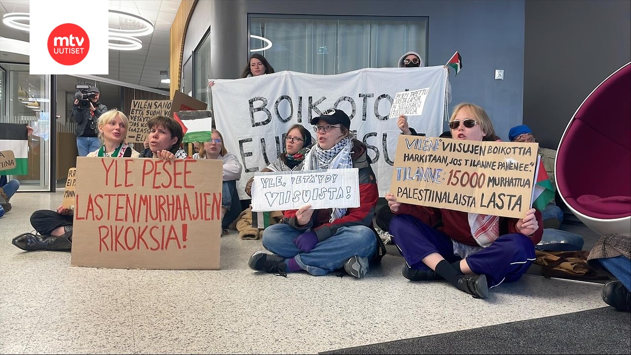 Ylen aulassa mielenosoitus Euroviisuja vastaan - MTVuutiset.fi